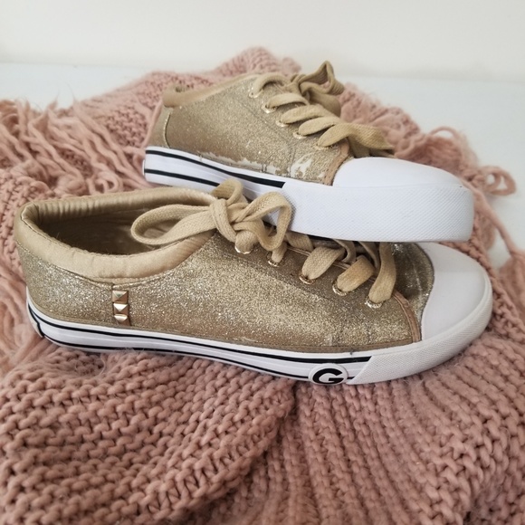Guess | Shoes | G By Guess Glitter Gold Sneakers Size 7 | Poshmark